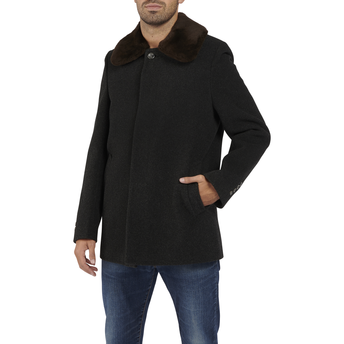 Samarra cinza com gola de pelo - 22.013.01104-08.93 MES - CdP Casa das ...